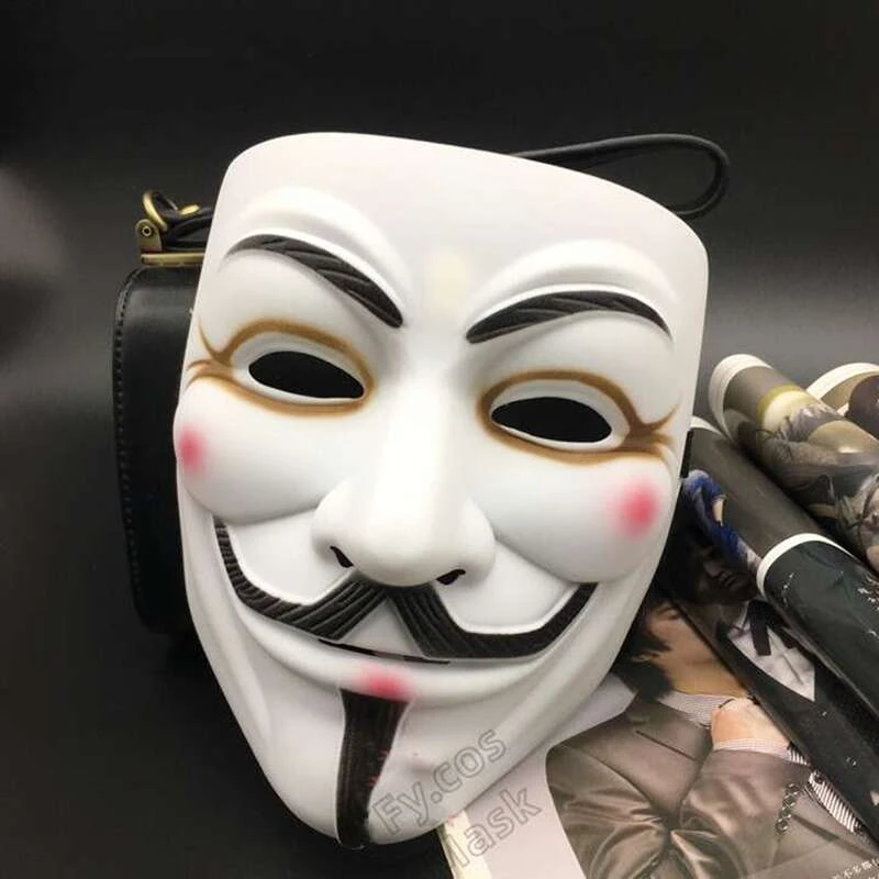 V Face for Mask Black White Vendetta Hackers Halloween Carnival Cosplay ...