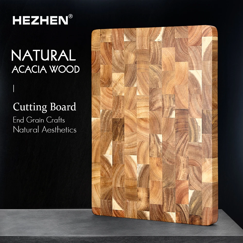 HEZHEN Cutting Board Double-sided Using Premium Acacia Wood Splicing Chopping Board Drain Water ...