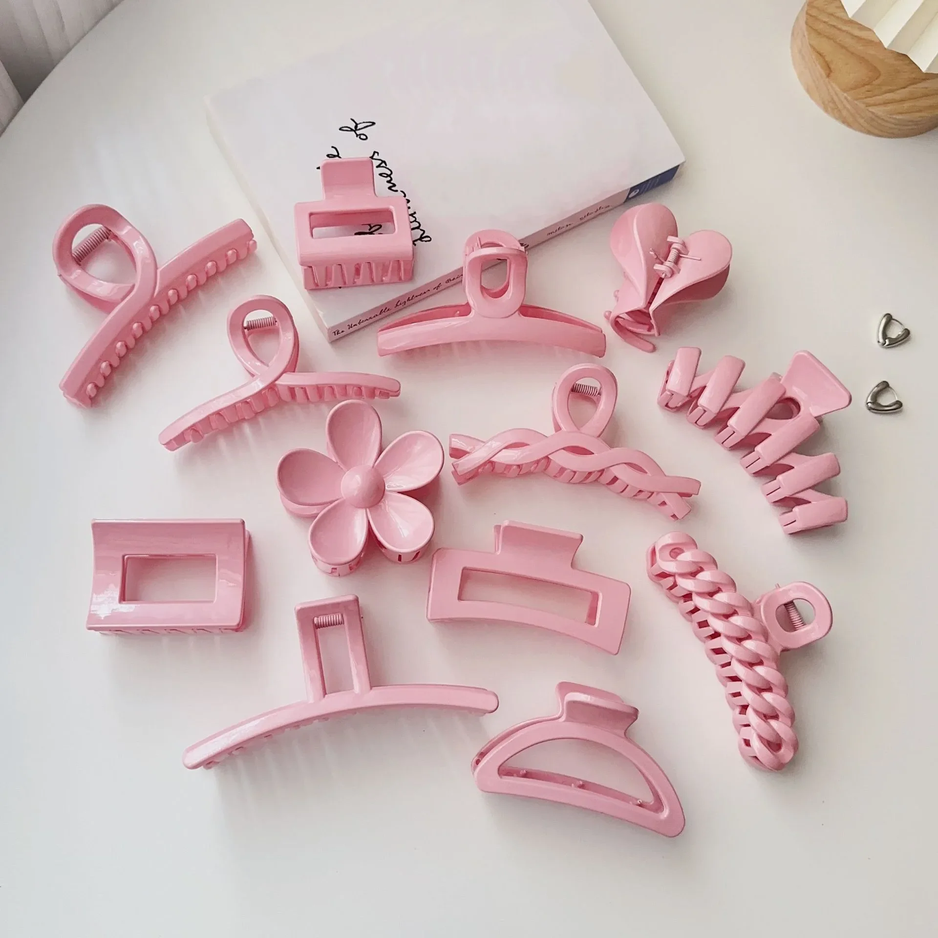 Pink Hair Claws for Women Girls Acrylic Large Barrettes Hair Claw Clip ...
