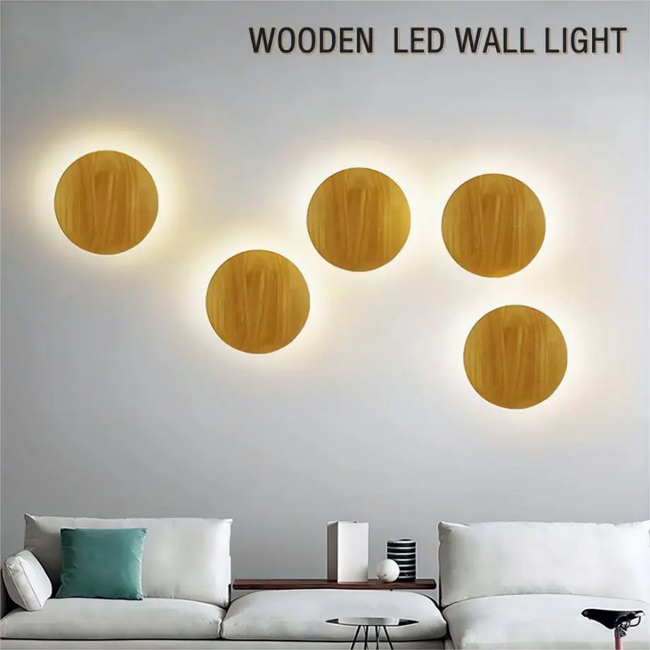 Modern-LED-Wooden-Wall-Lamp-Northern-Europe-Originality-Round-Wall ...