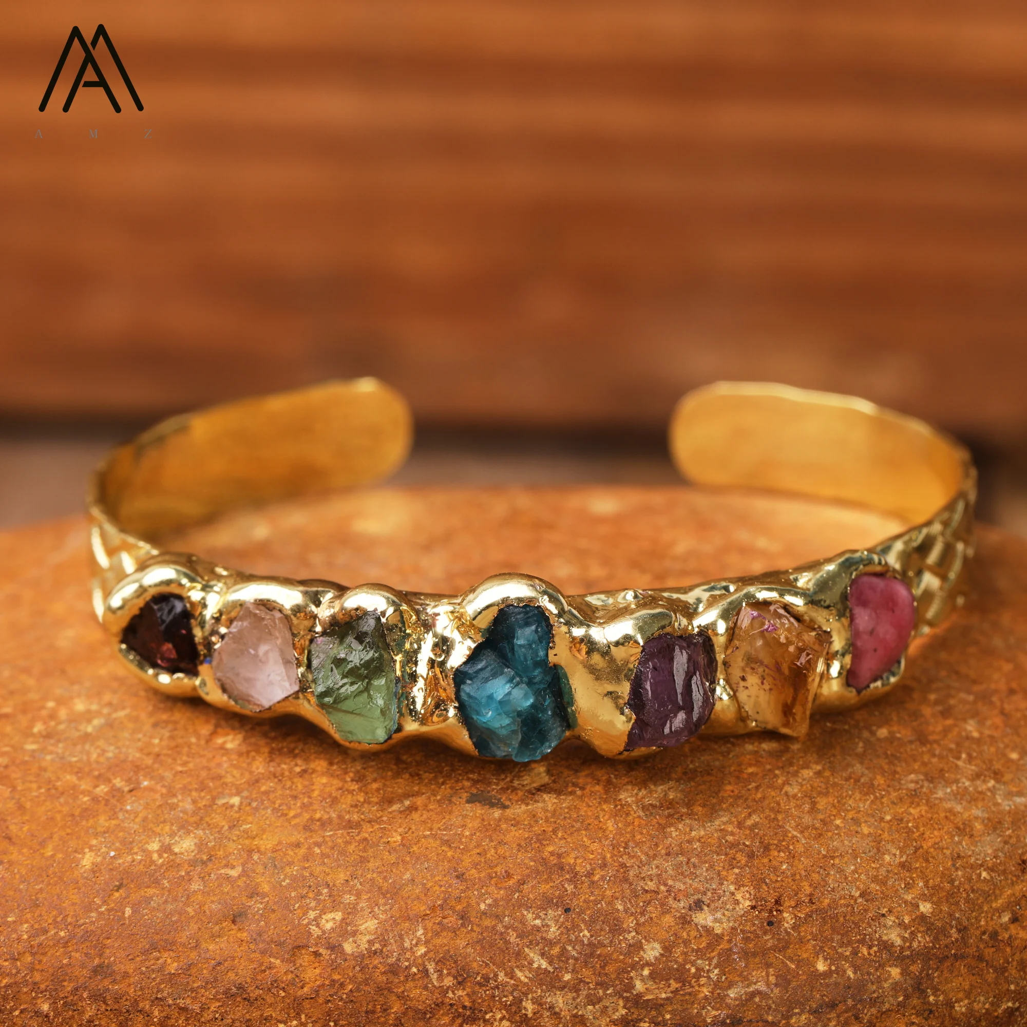 Raw-Gemstones-Healing-Crystal-Cuff-Bracelet-Open-Bangles-Vintage ...