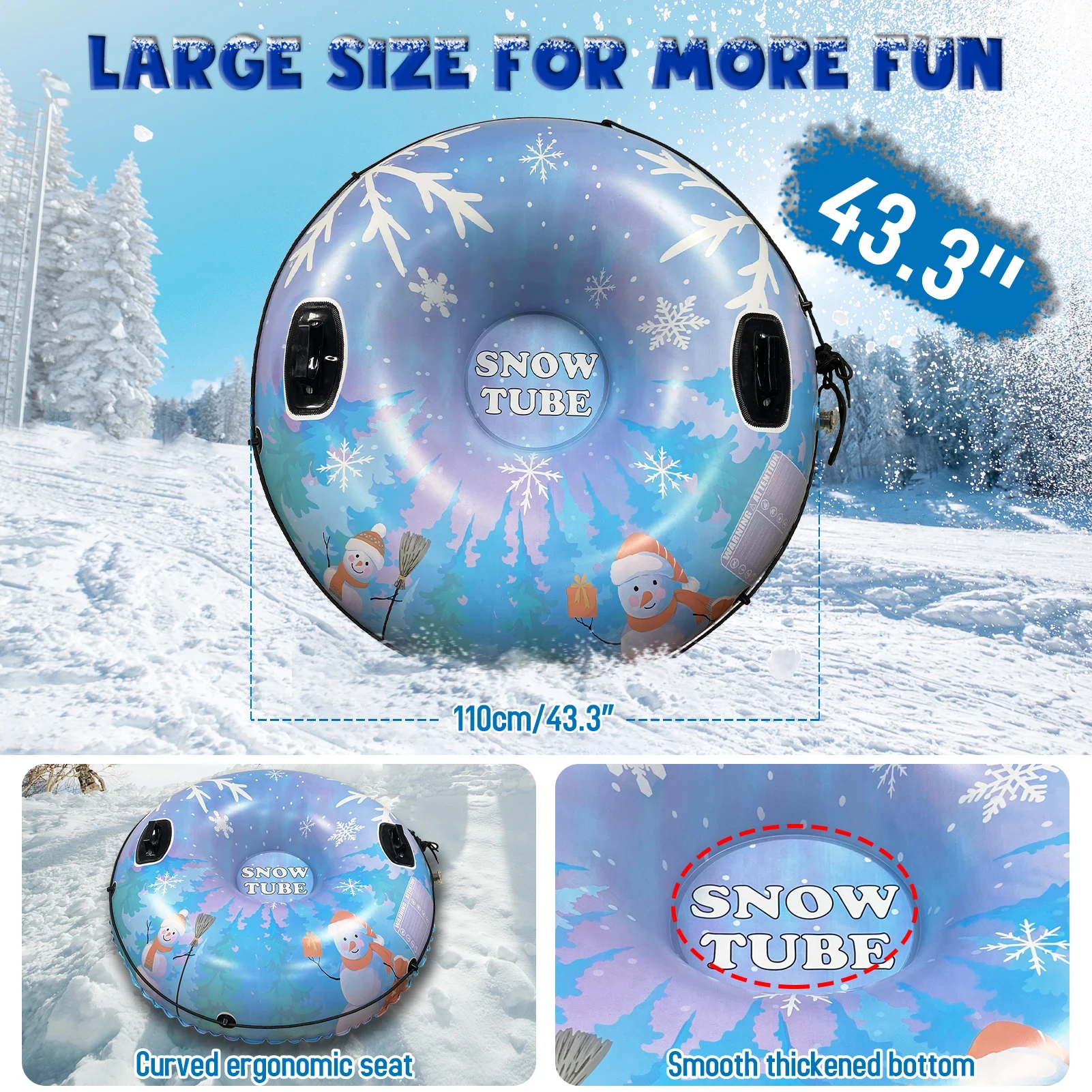 Inflatable-Ski-Ring-PVC-Sledding-Tube-Thicken-Snow-Tubing-Winter-Snow ...