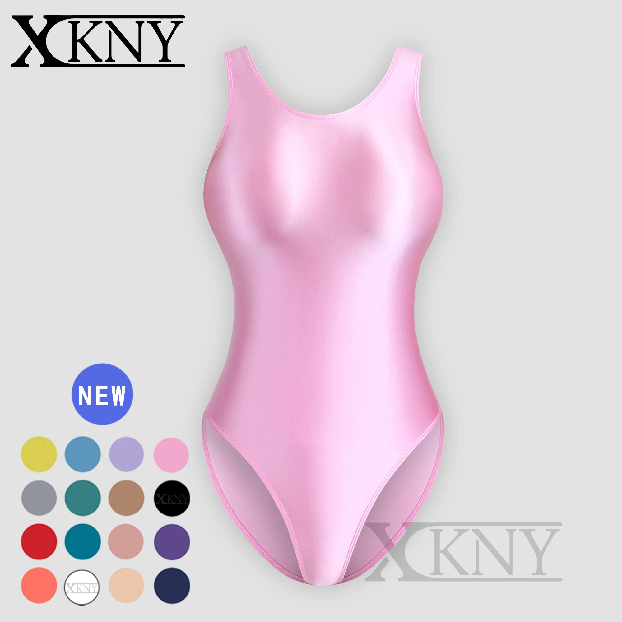 XCKNY Satin Glossy swimsuit Sexy High Cut Bikini silky Bodysuit Beach ...
