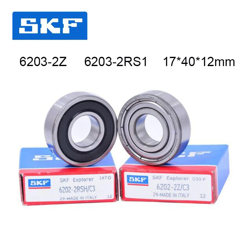 Rodamientos de bolas SKF 6203 2RS1 6203 2Z, ABEC 9 de rodamiento, 5 unidades, 17x40x12mm, ranura ...
