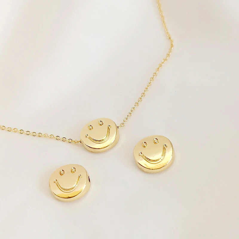 10-pieces-10mm-copper-clad-gold-smiling-face-straight-hole-Beaded ...