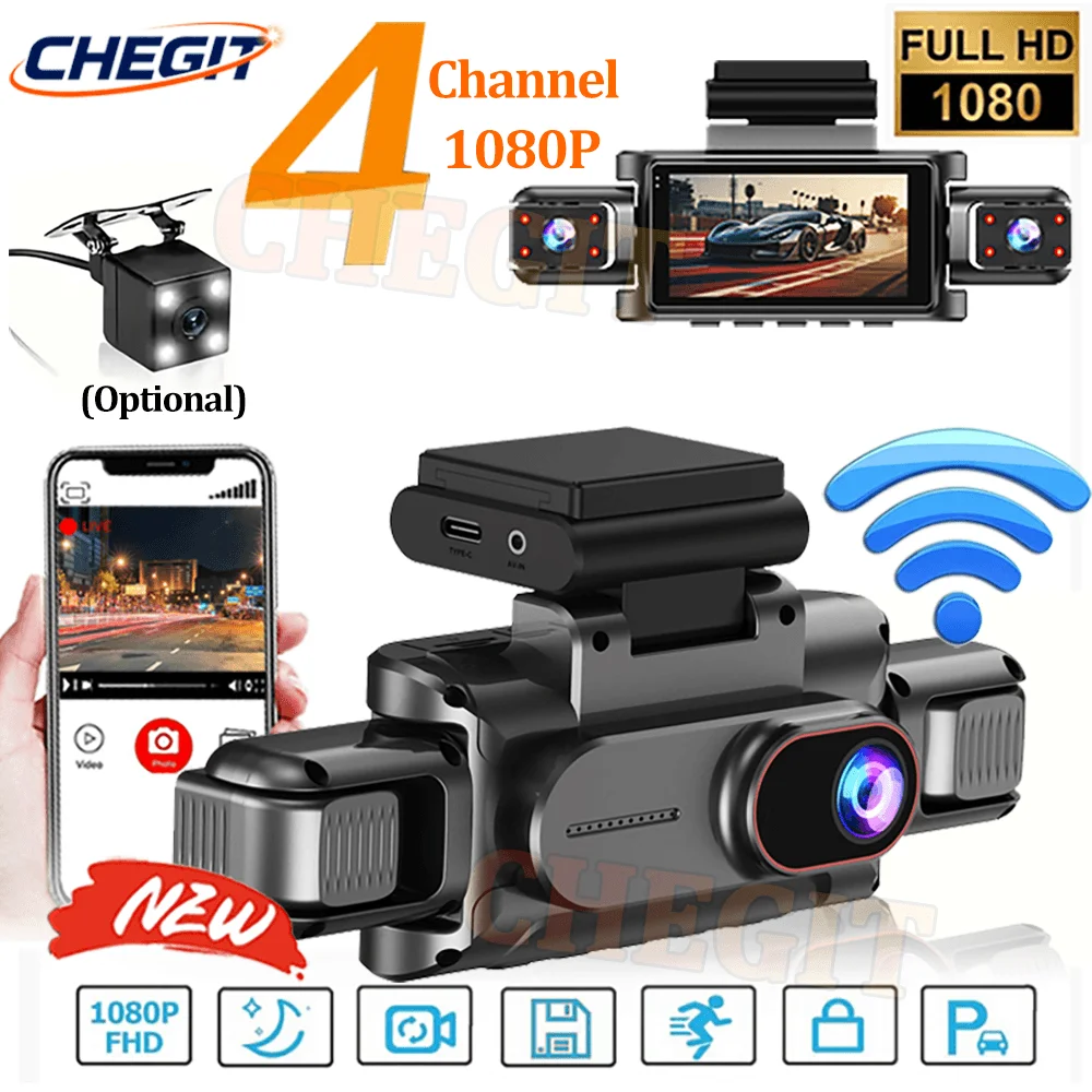360° Car Camera 3/4Lens WiFi Dash Cam Auto 1080P Car recording camera ...