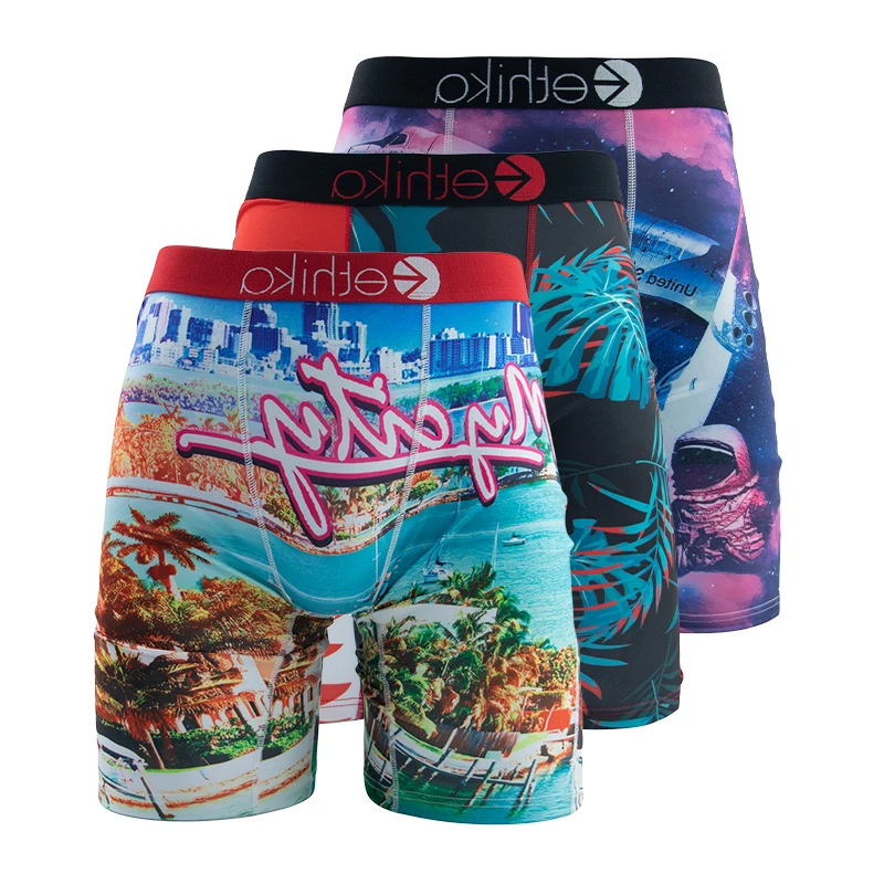 3Pcs ETHIKA Sexy Mens Underwear Boxers Fashion Print Man Underpants ...