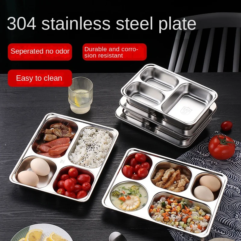 3-5-4-Section-304-Stainless-Steel-Divided-Dinner-Tray-Lunch-Container ...