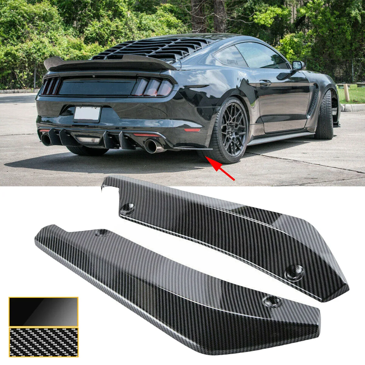 2PCS-Rear-Bumper-Splitter-Cover-Universal-For-Ford-Mustang-2000-2022 ...