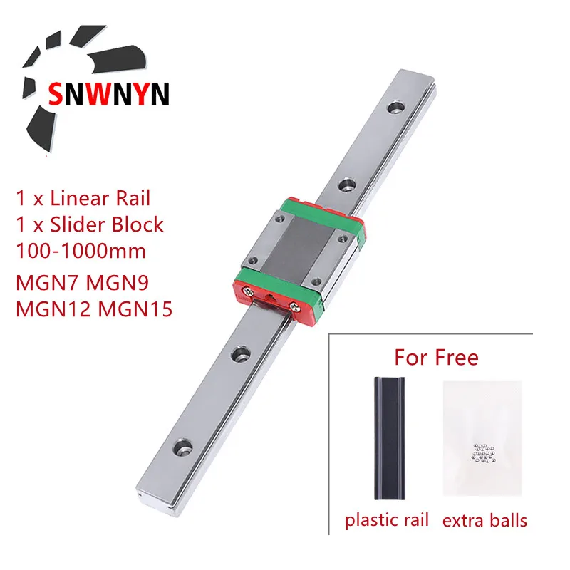 MGN7 MGN9 MGN12 MGN15 100 200 300 400 450 500 550 600 800mm Miniature Linear Rail Slide 1pc ...