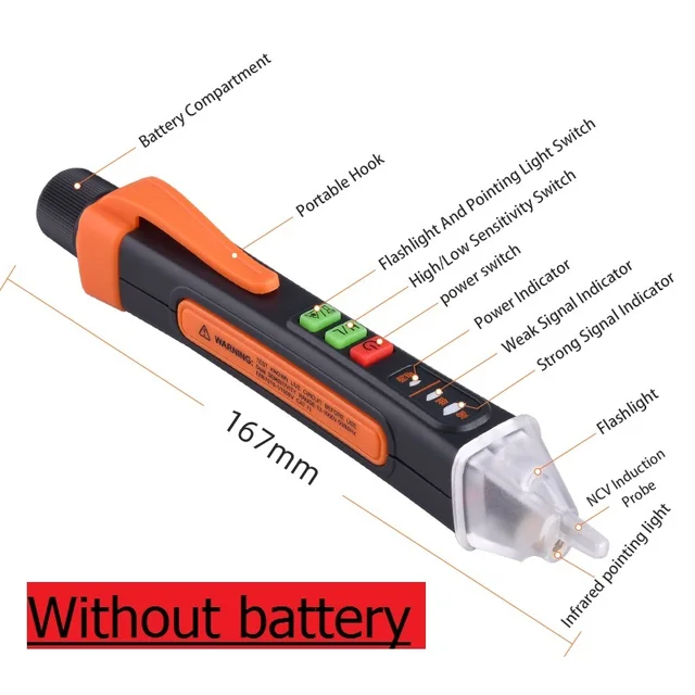 Smart Non-Contact Voltage Tester 12-1000V AC Voltage Detector Meter ...