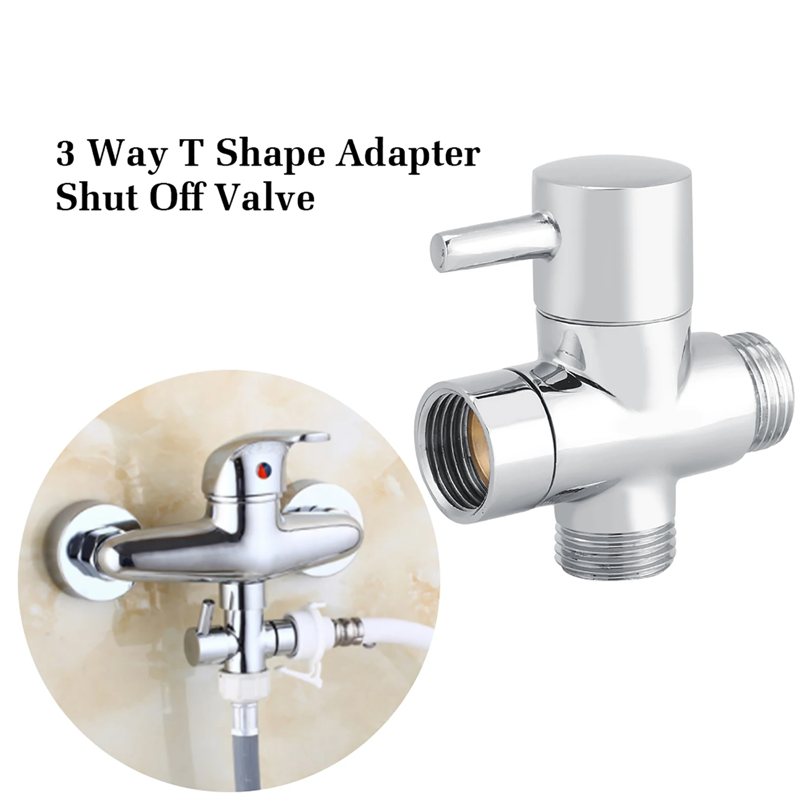 3‑Way T Shape Water Adapter Diverter Shut Off Valve Shower Toilet Bidet ...