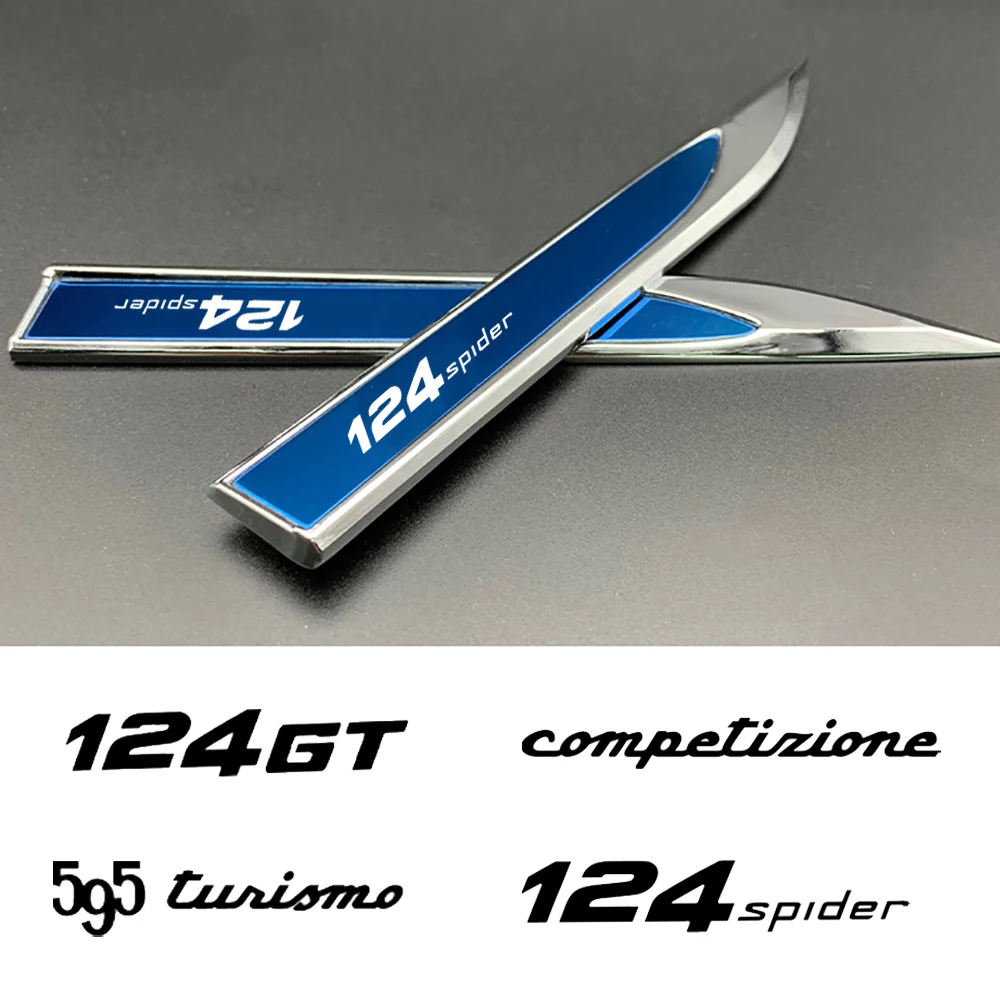 2pcs Car Sticker Metal 3d Decor Blade Style For Fiat Abarth 124spider ...