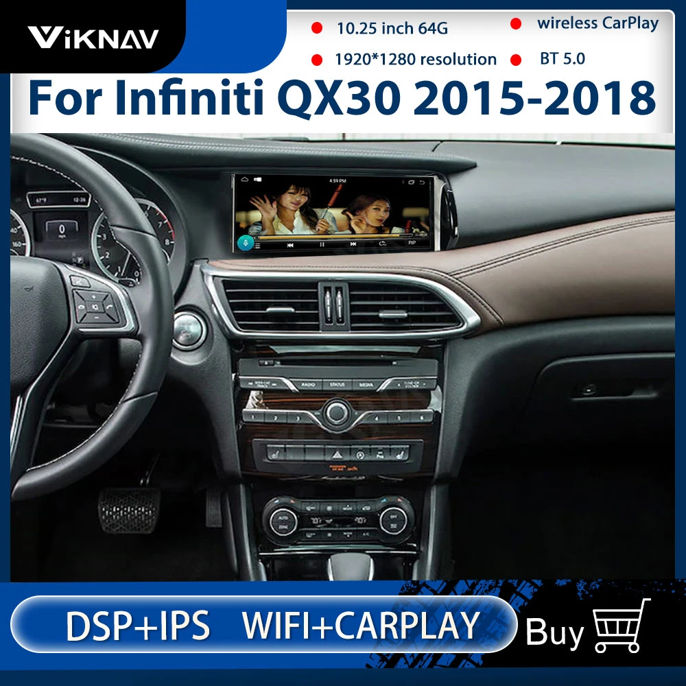 10.25 inch Car Radio Android GPS Navigation For Infiniti QX30 2015 2018 With screen Multimedia ...