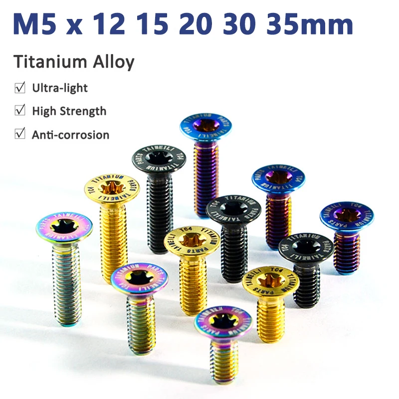 1pc Titanium Bolt M5x12 15 20 30 35mm Torx Flat Countersunk Head Inner Plummer Screw Steering ...