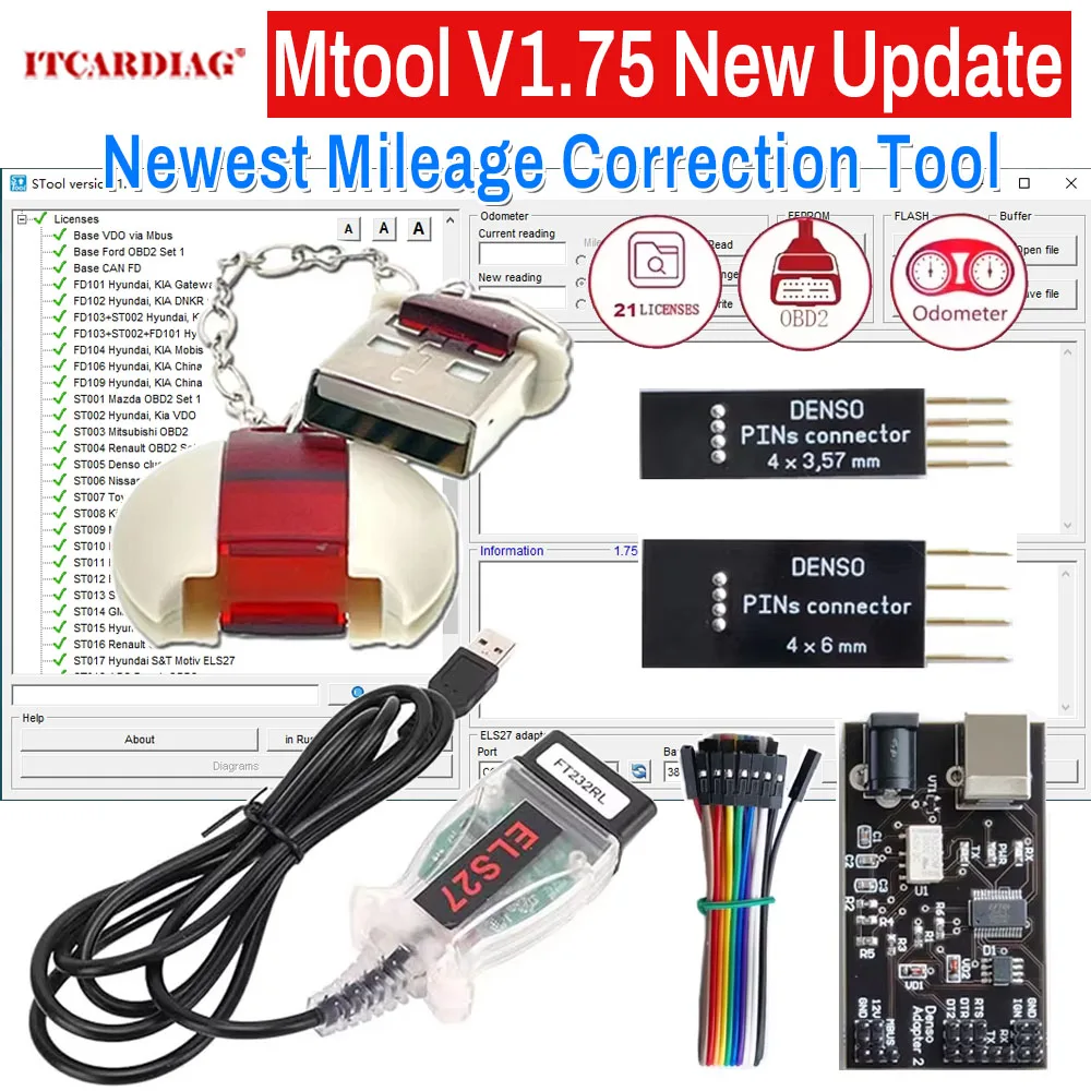 MTool V1.75 Rollback Programmer Mil-eage K-M Adjustment Tool with ...