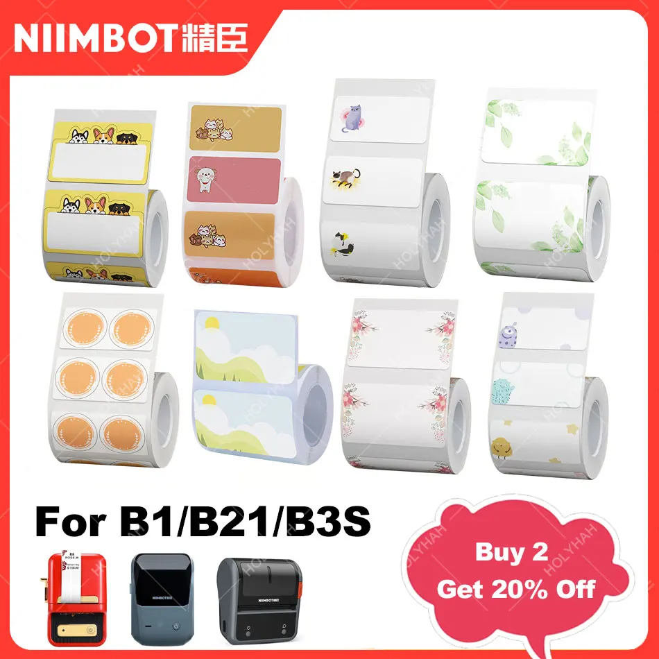 Niimbot B1 B21 Fancy Color White Label Sticker Print Paper Roll For Niimbot B21 B1 B3s Printer ...