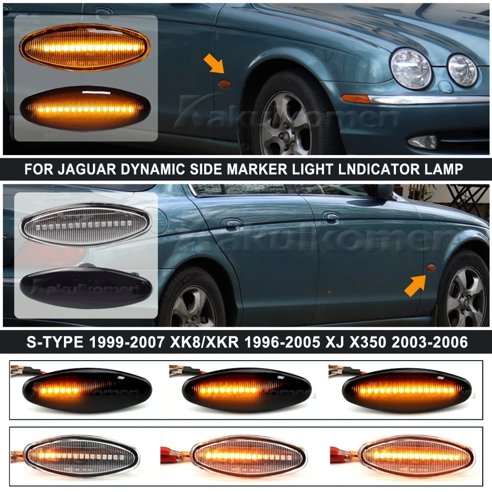 2pc-Dynamic-Led-Turn-Signals-Side-marker-light-Lamp-For-JAGUAR-XK8-XKR ...