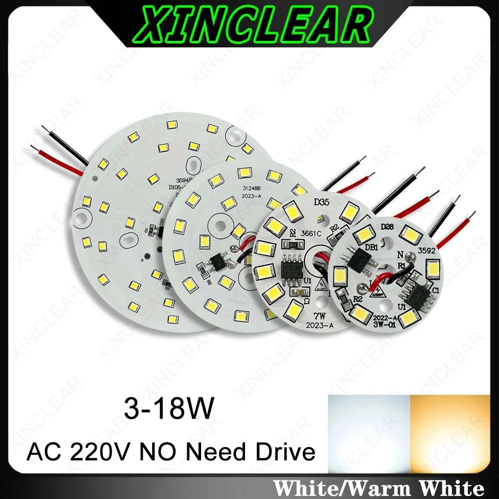 AC220V Driver-Free LED Bulb Chip 3W 5W 7W 9W 12W 15W 18W SMD 2835 Round ...