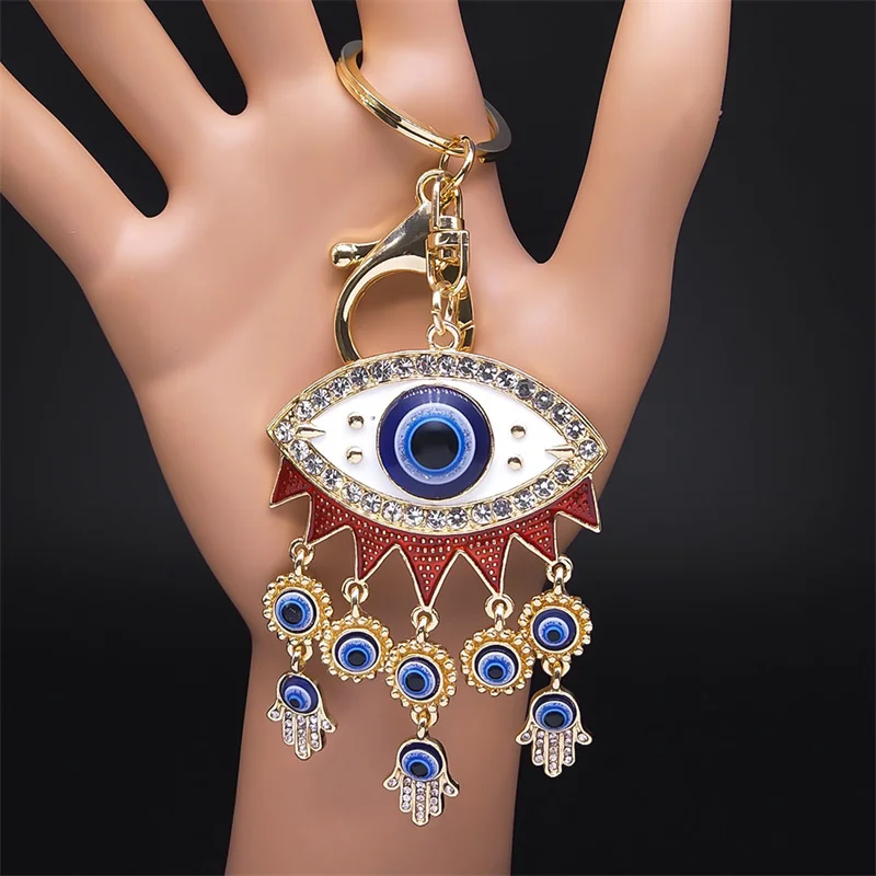 Turkish-Lucky-Blue-Eye-Keychain-for-Women-Men-Gold-Color-Metal-Hamsa ...