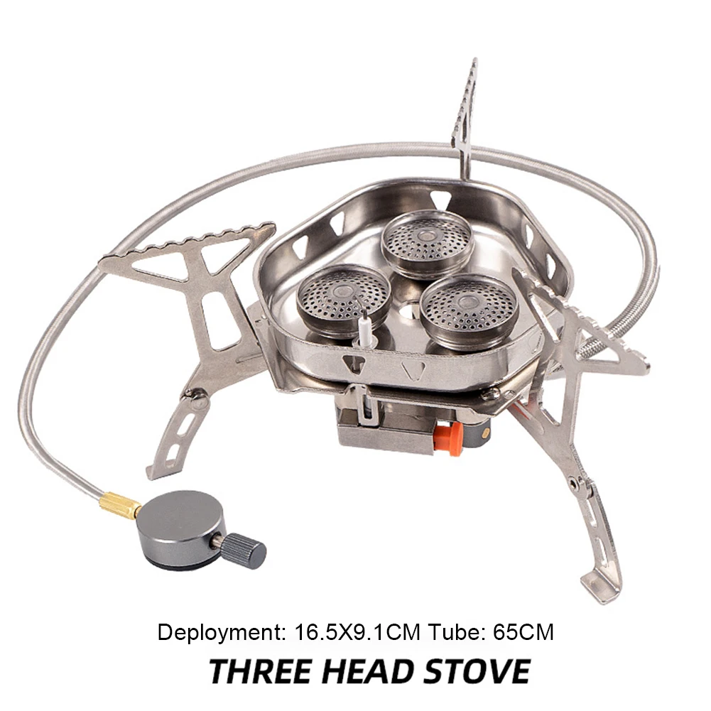 Outdoor-Portable-Stove-Head-Windproof-Three-head-Stove-Split-Folding ...