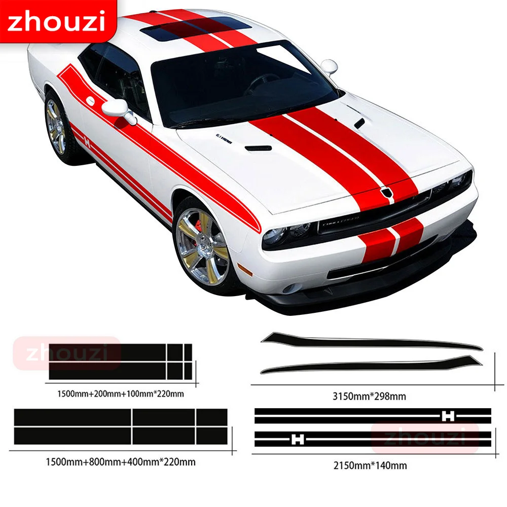 For-Dodge-Challenger-2008-2020-Stickers-Car-Styling-Racing-Stripe-Kit ...