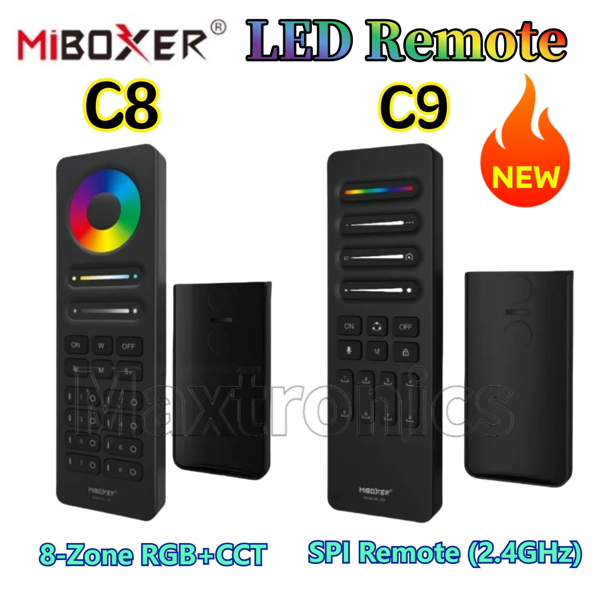 MIBOXER 8-Zone RGB+CCT Remote C8/C9 SPI Remote (2.4GHz RF Wireless) RGB ...