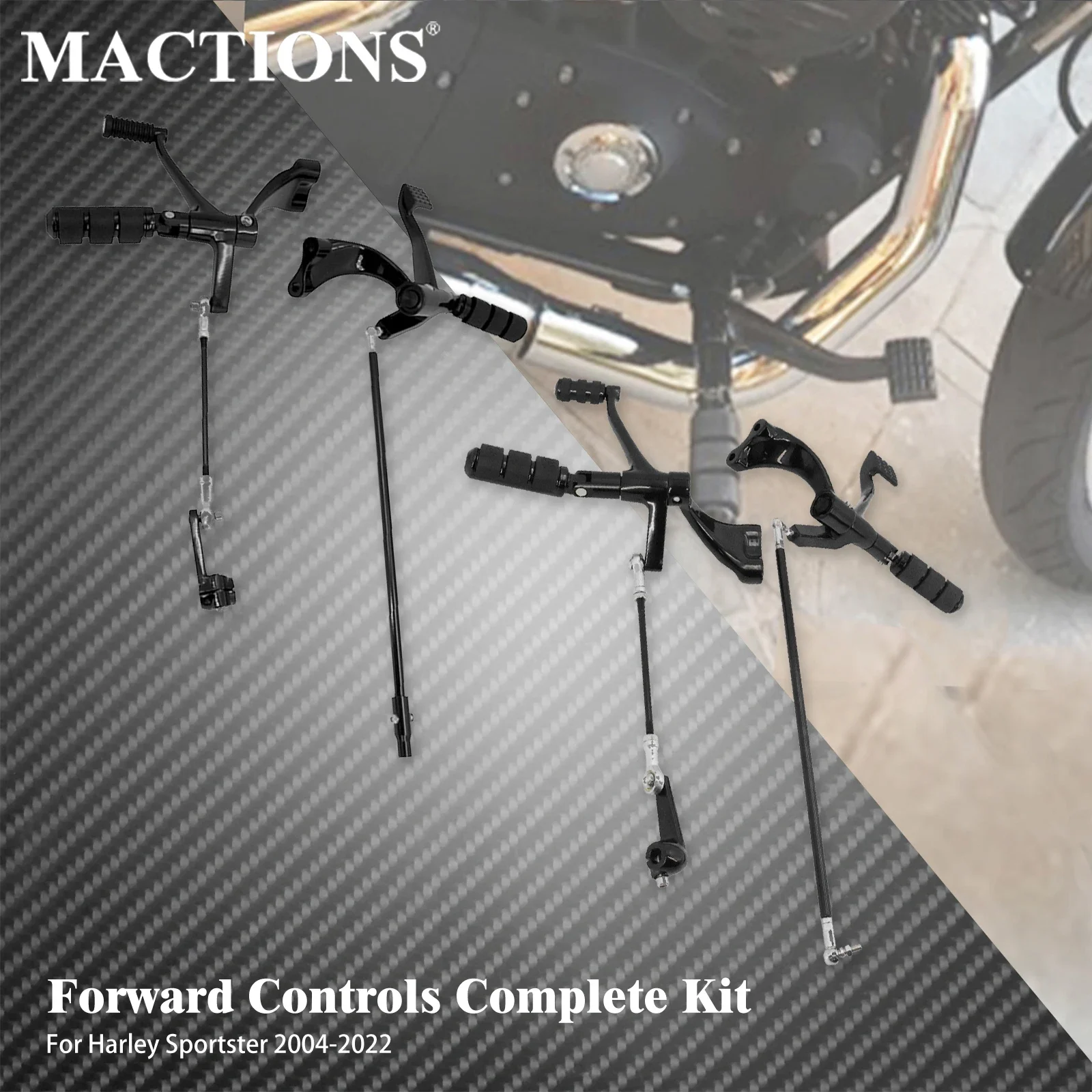 Motorcycle-Forward-Controls-Complete-Kit-Foot-Pegs-Rest-Levers-Linkages ...