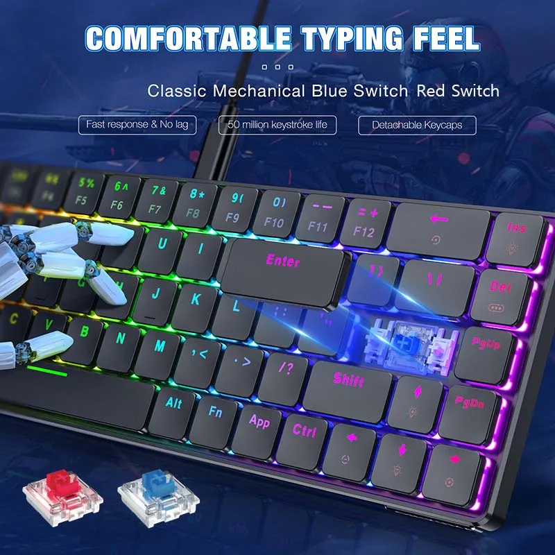 Mechanical-Keyboard-RGB-Computer-69-Keys-Keyboard-Gamer-Bluetooth ...