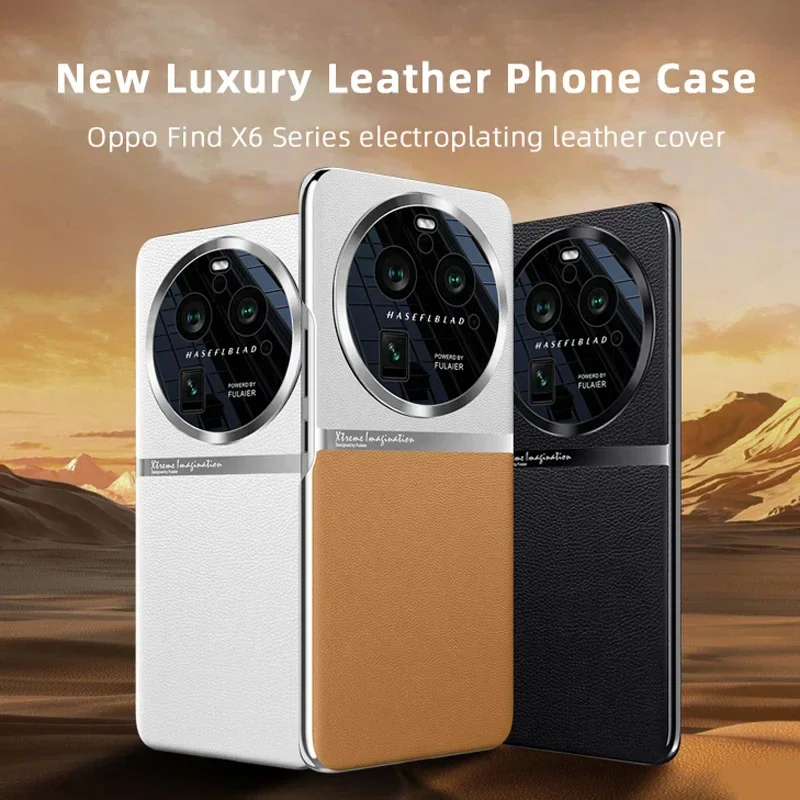 For OPPO Find X6 Pro Case Electroplated PU Leather Back Cover for OPPO ...