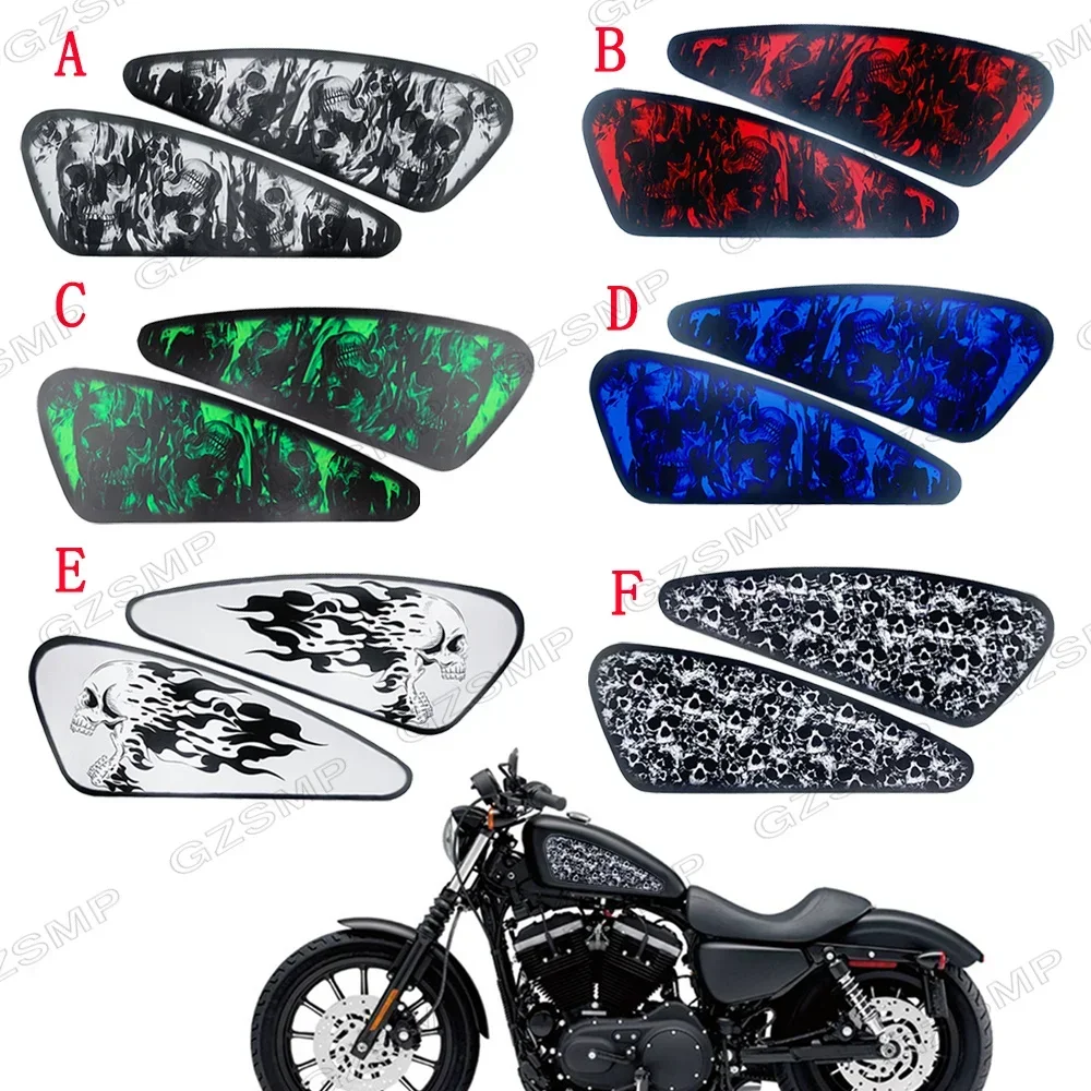6 Styles skull Sticker Waterproof Protect Pads Motorcycle Fuel Tank ...