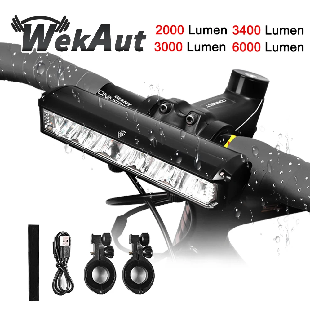8000mAh Bicycle Light Front Led Flashlight 6000 Lumen Waterproof ...