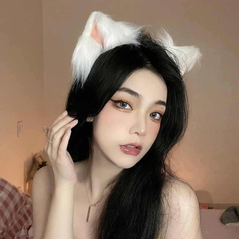 귀여운 고양이 여우 모피 귀 헤어 후프 코스프레 밤 파티 애니메이션 로리타 헤어밴드 모피 머리띠 클립 소녀 헤어 액세서리