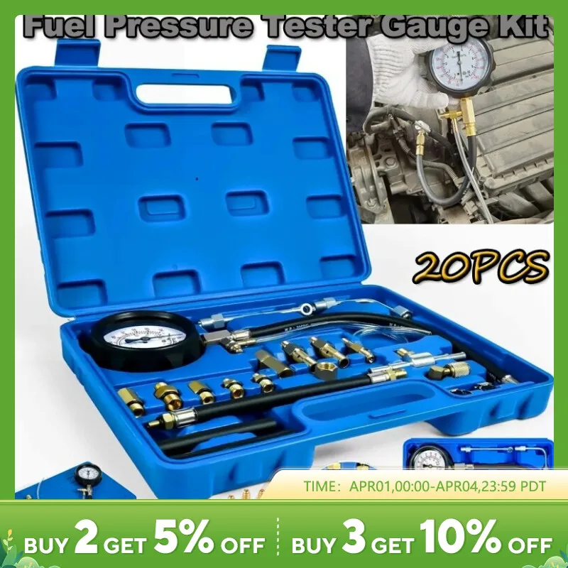 Fuel-Pressure-Tester-Gauge-Kit-140PSI-Automotive-Engine-Injector-Pump ...