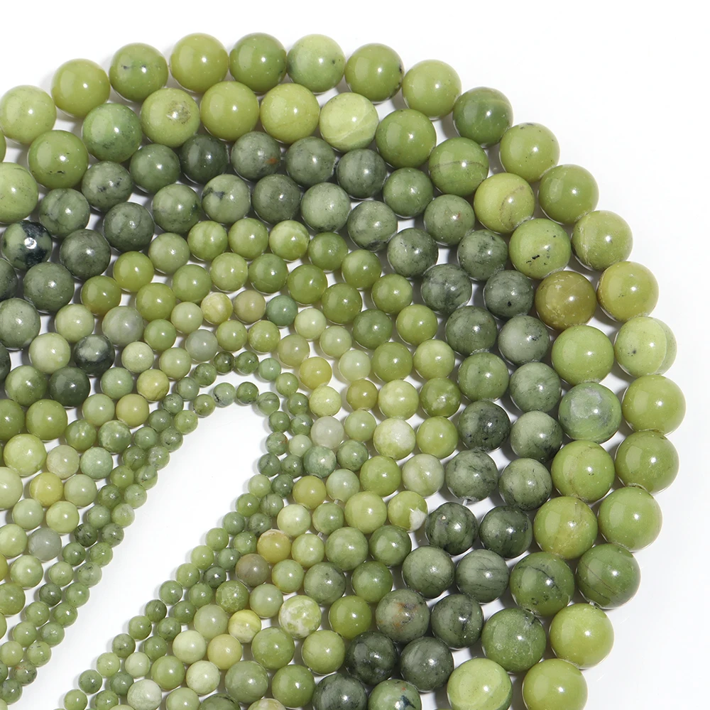 Natural Southern Jade Stone Beads 4/6/8/10/12mm Round Green Xinyi Jade ...