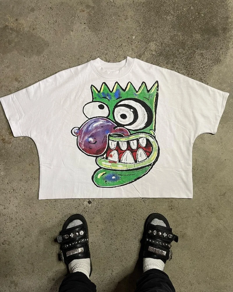 Y2K-American-vintage-cartoon-print-short-sleeve-T-shirt-Men-Harajuku ...