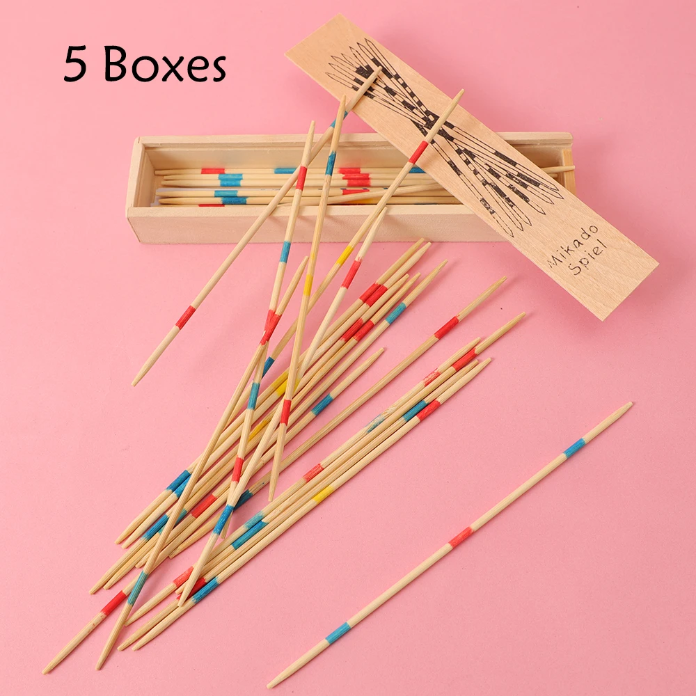 5-Boxes-Wooden-Traditional-Mikado-Spiel-Pick-Up-Sticks-Game-Educational ...