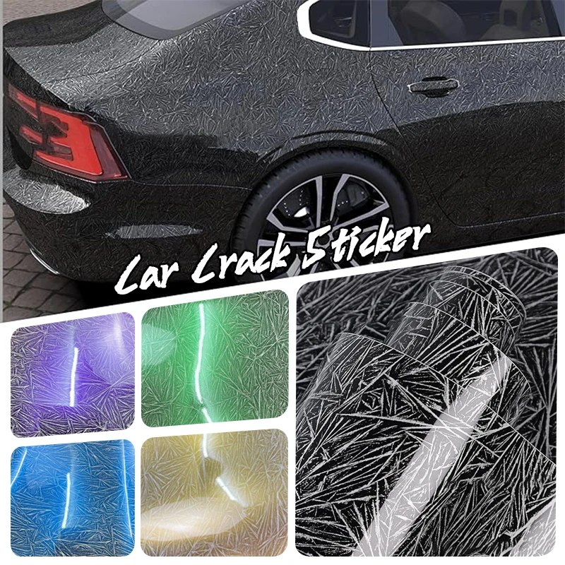 100-900cm Ice Crack Carbon Fiber Car Sticker Vinyl Wrap Waterproof Film ...
