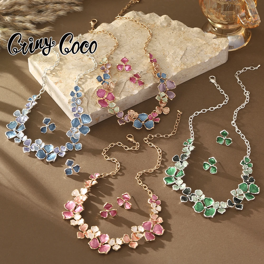 Cring Coco Enamel Necklace Women's Flower Necklace Jewelry New Elegant ...