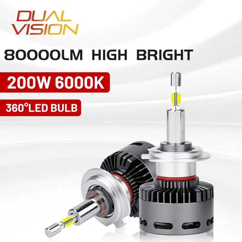 LED H7 Canbus 360 CSP 칩, 렌즈 컷오프 라인 로우 빔 자동차 조명, H4 H11 H1 H8 H9 9005 HB3 9006 HB4 9012 HIR2 STG ...