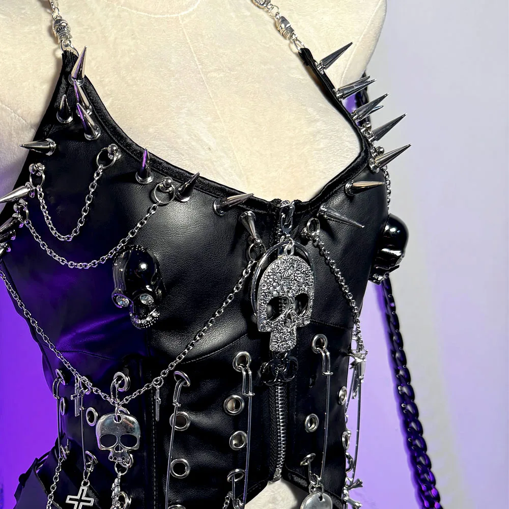 Emo Chain Y2K Halter camisola TOPS Cruz Grunge gótico Harajuku Punk ...