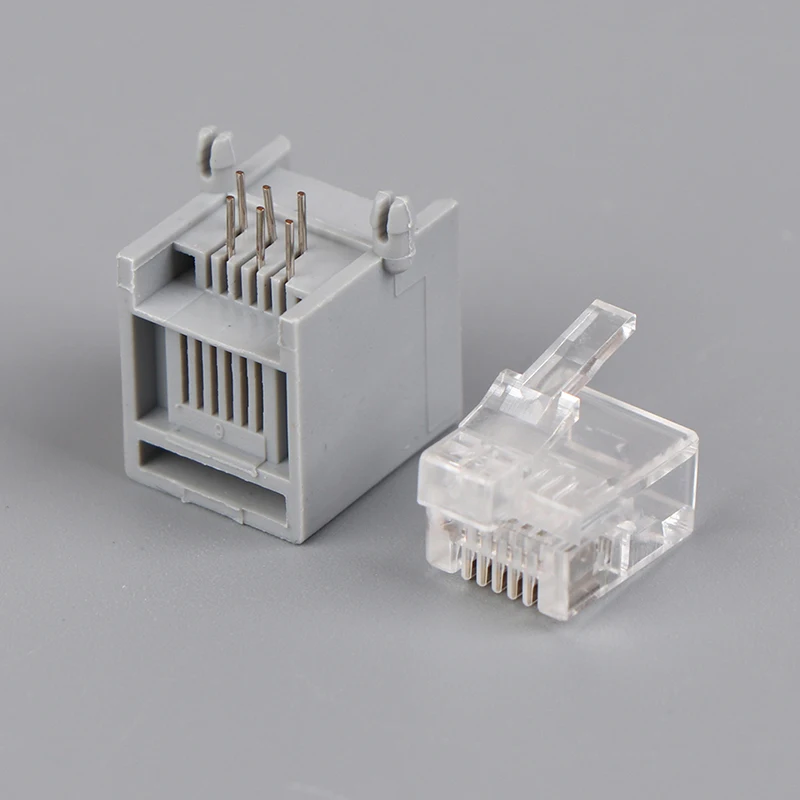 10PCS-lot-RJ11-RJ12-Connector-6P6C-Right-buckle-Left-buckle-Cable-Plug ...