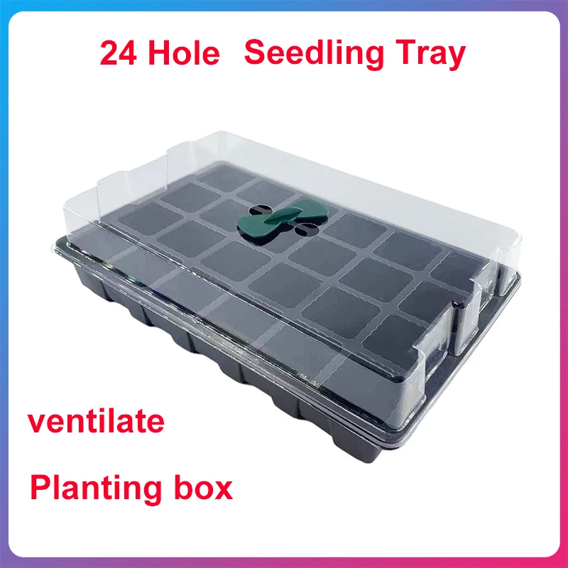 24-Hole-Seedling-Tray-Larges-Hole-Seedlings-Box-Breathable-Cover ...