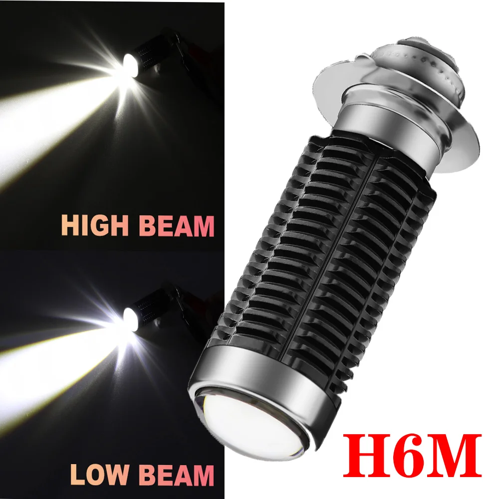P15D-H6M-LED-Motorcycle-Headlight-Bulb-With-Lens-5600LM-Hi-Lo-Beam ...