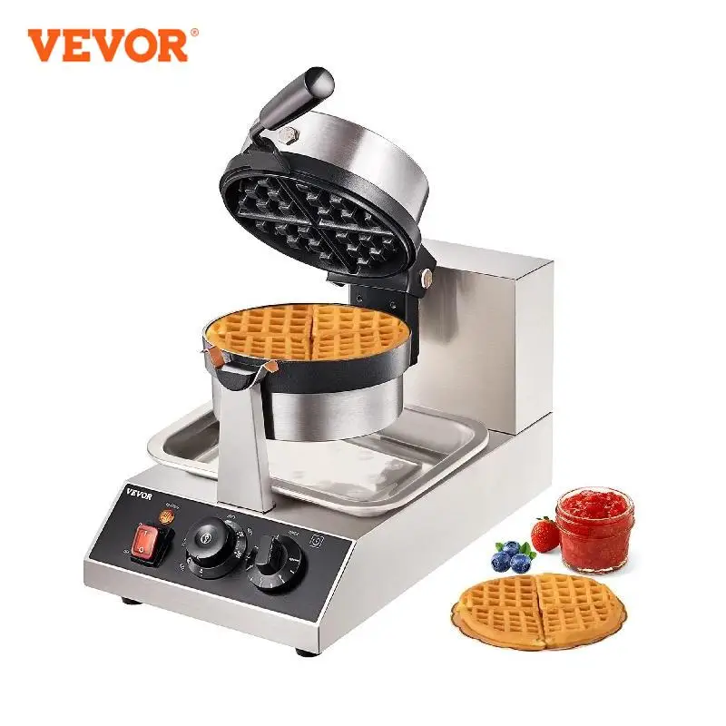 VEVOR-Electric-Waffle-Maker-Round-Waffle-Iron-Non-Stick-Waffle-Baker-Machine-Teflon-Coated ...
