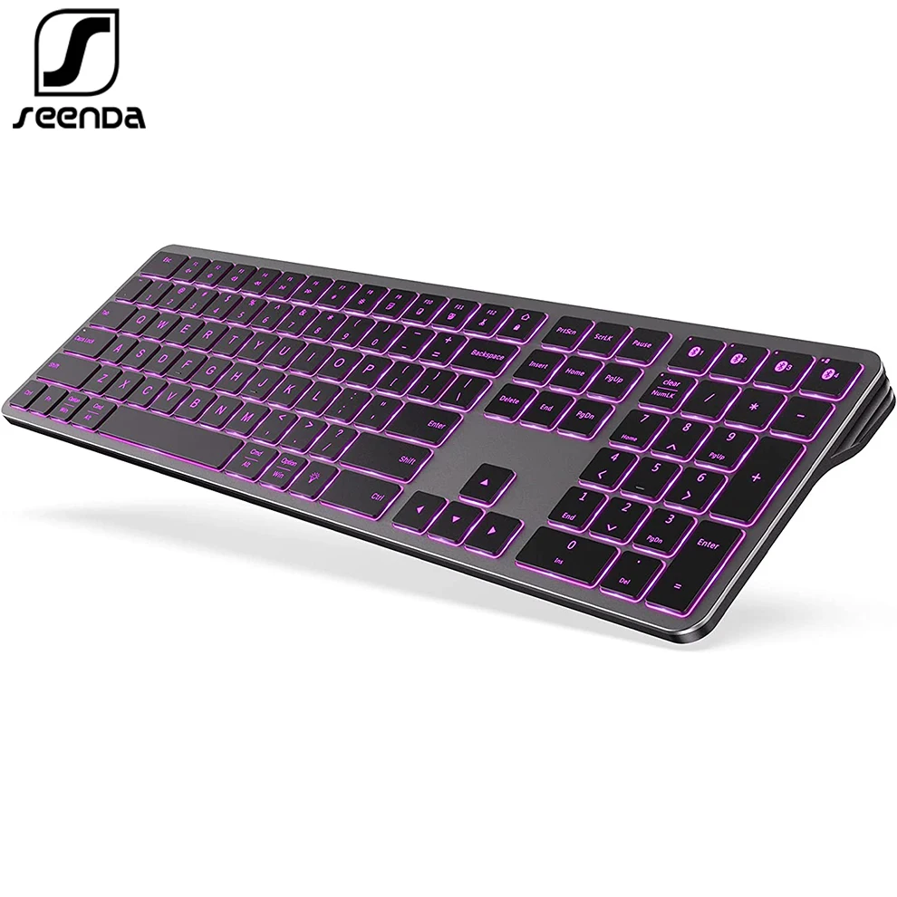 Seenda Backlit Bluetooth Keyboard Multi-device Rechargeable Keyboard ...