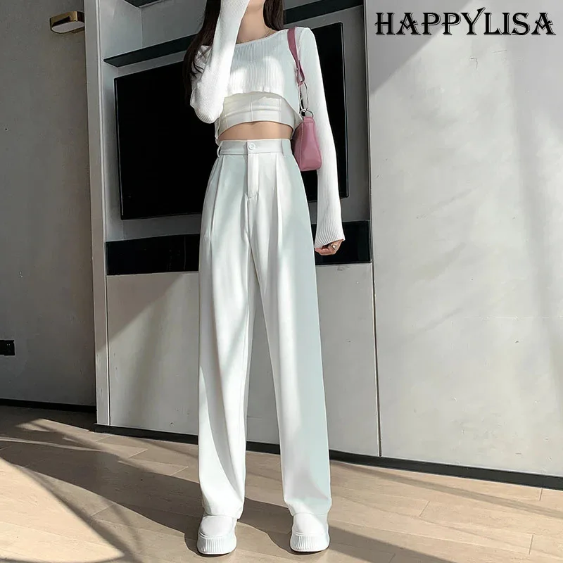 HappyLisa-Pantalones-largos-de-pierna-ancha-para-mujer-pantal-n-holgado ...