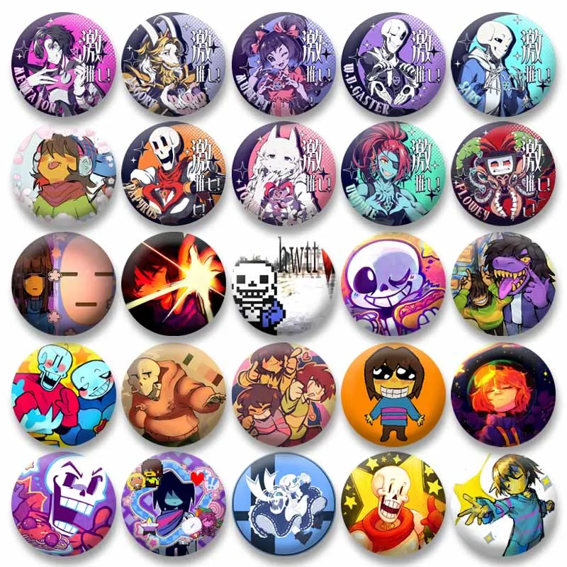 Undertale Game Series Lapel Pins Cartoon Sans Kris Papyrus Brooches ...