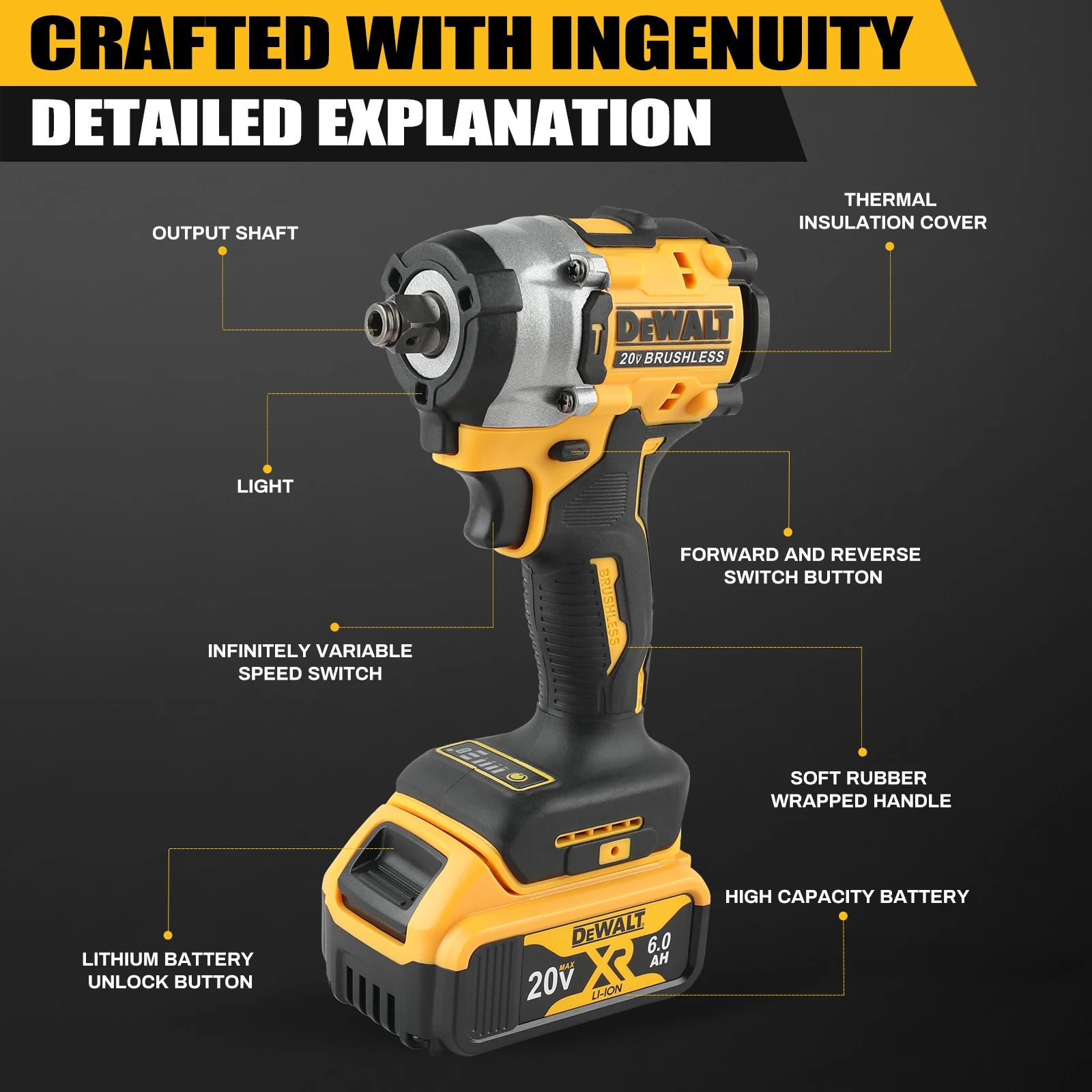 DEWALT 1/2 in DCF922 ATOMIC 20V MAX Cordless Impact Wrench Variable ...