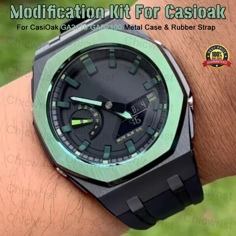 Mod-Kit-For-Casioak-GA2100-GAB2100-Stainless-Steel-Case-Rubber-Band-For ...